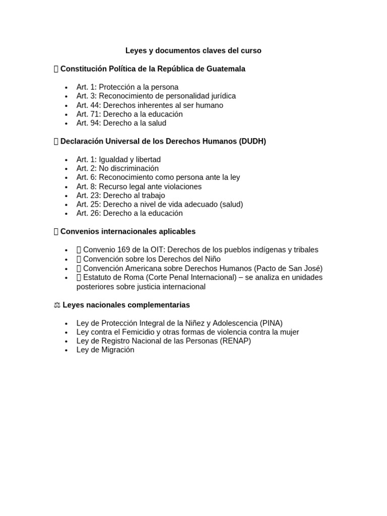 Leyes y Documentos Claves Del Curso | PDF