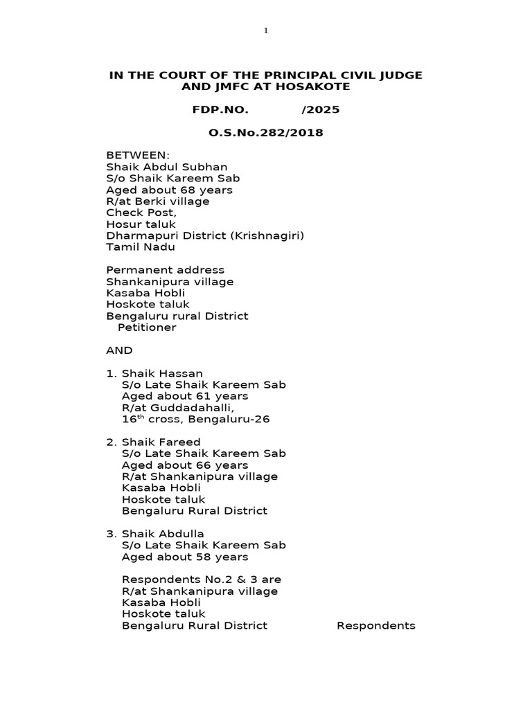 FDP 20 RULE 18 Shaik Abdul Subhan | PDF | Affidavit | Justice