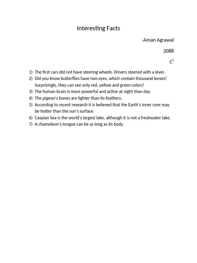 Interesting Facts | PDF