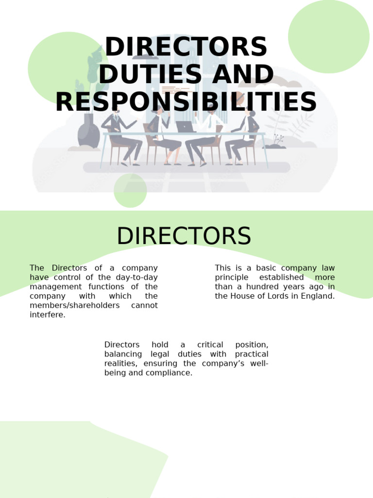Directors Duties and Responsibilities | PDF | Corporate Law | Corporate ...