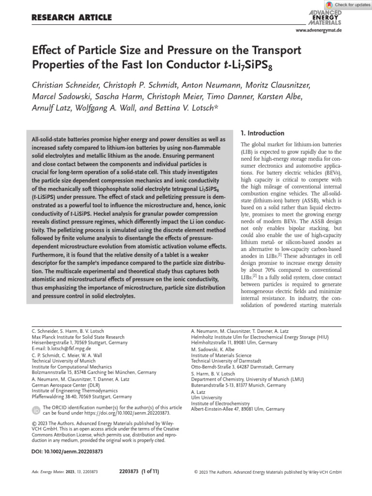 Effect of Particle Size and Pressure On The Transport Properties of The ...