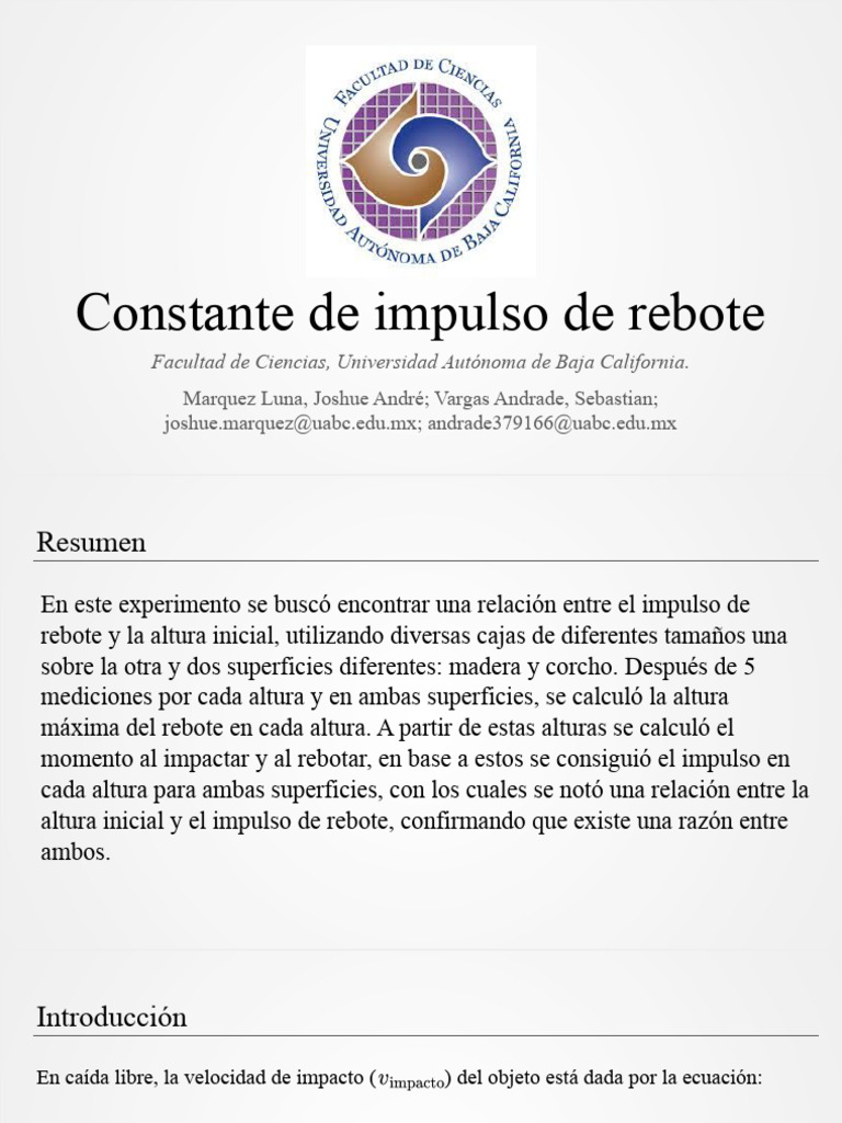 Proyecto final - impulso | PDF | Ciencias fisicas | Física Aplicada e Interdisciplinaria
