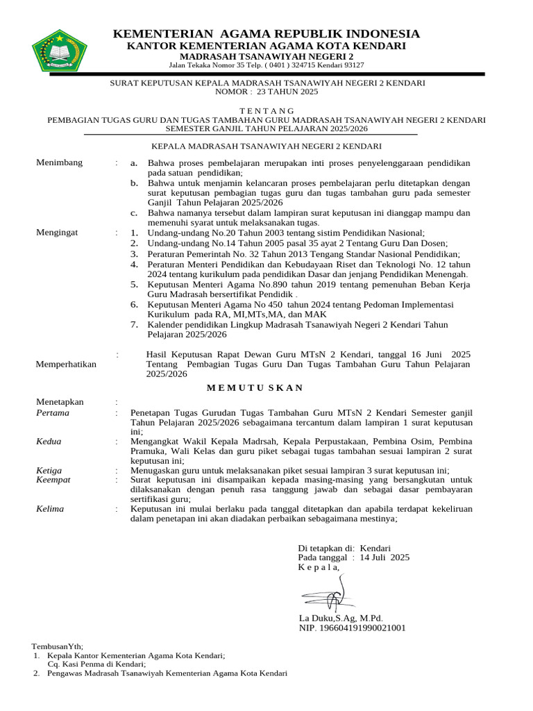 SK Ganjil 2025-2026 | PDF