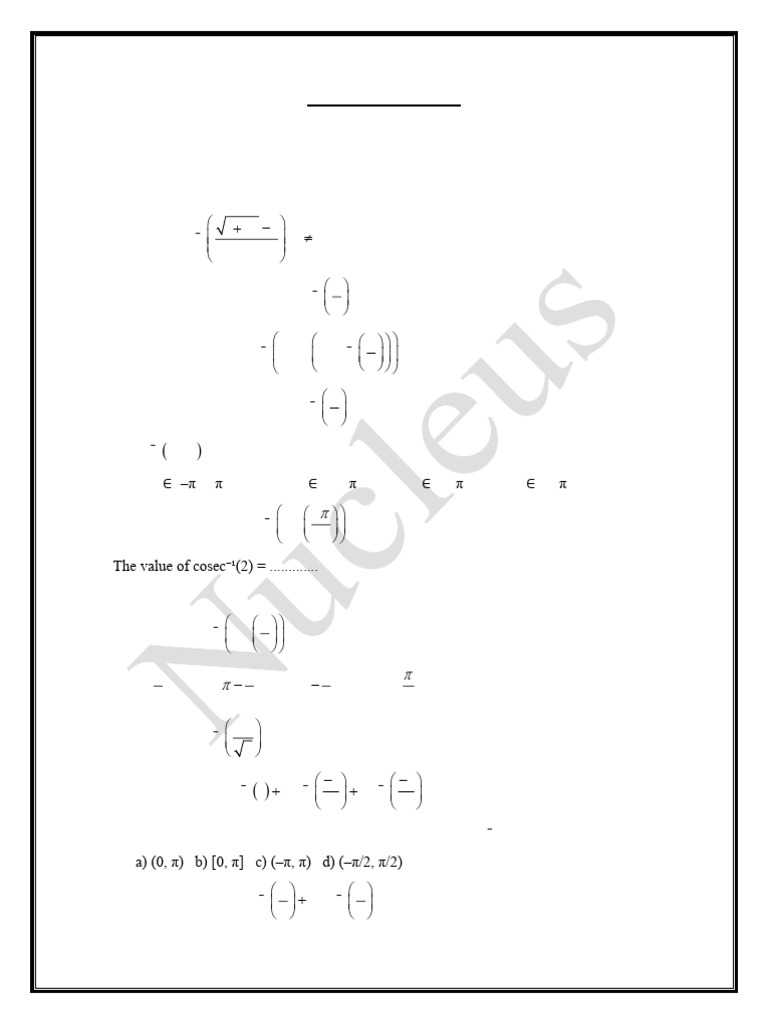 Inverse - Trigonometric - Functions PYQ | PDF | Trigonometric Functions | Function (Mathematics)