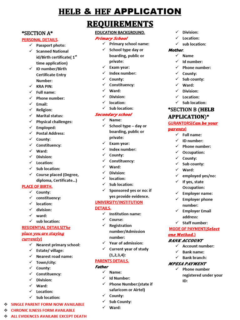 HELB & HEF Application Guidelines | PDF | Government And Personhood