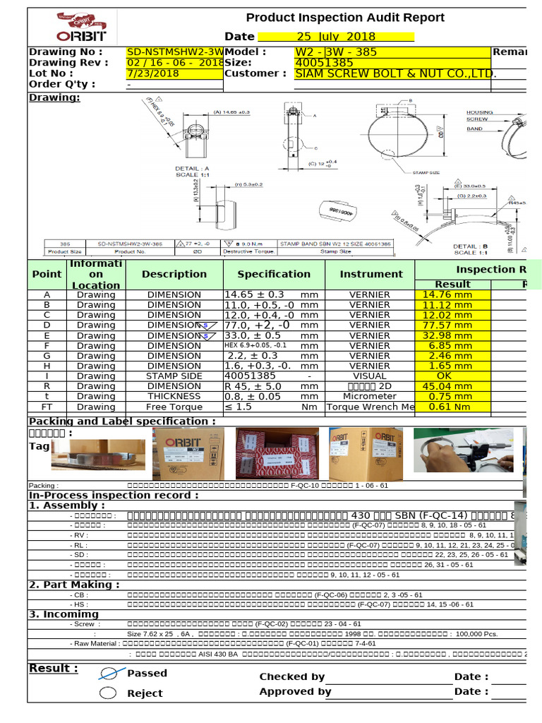 10.product Audit Inspection Report-395,385,386 (OK) | PDF