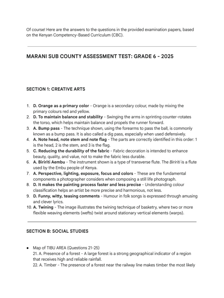 CBC Grade 6 & 8 Exam Answers | PDF | Jesus