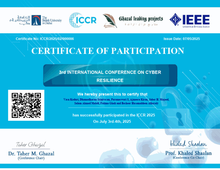 ICCR 2025 Participation Certificate | PDF
