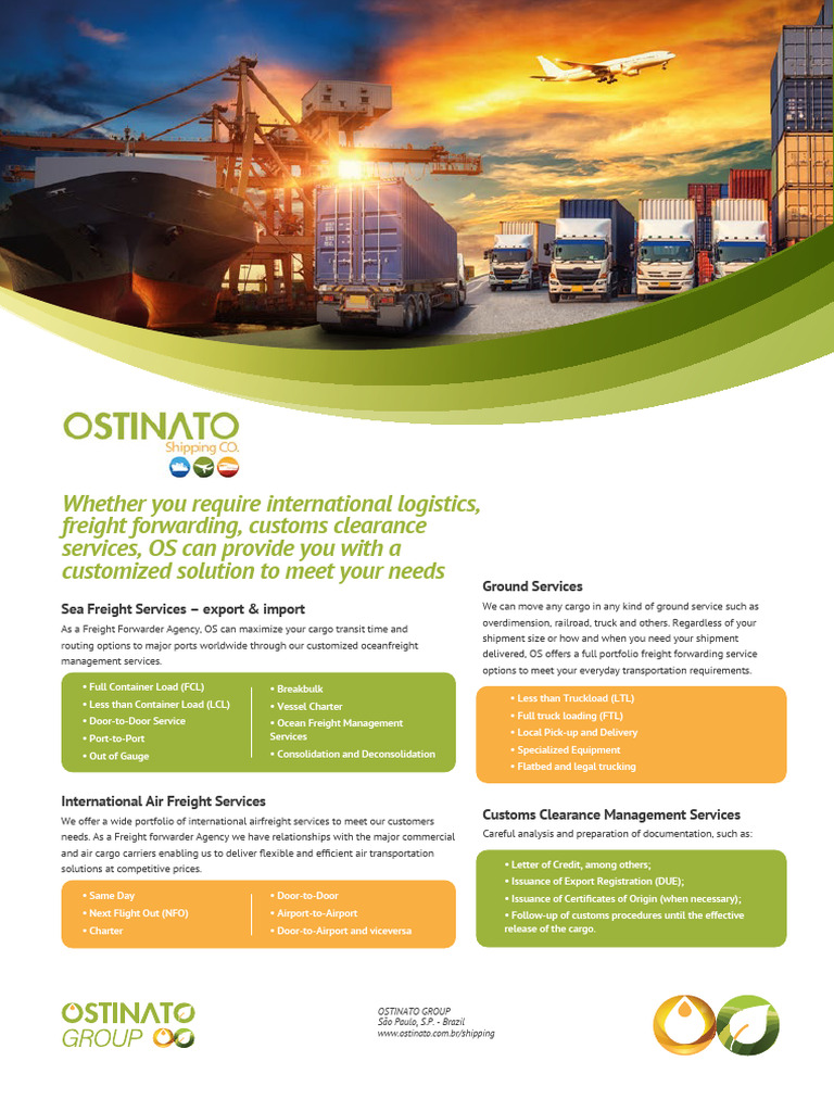 Ostinato Shipping Presentation | PDF | Cargo | Transport
