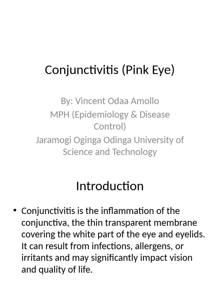 Conjunctivitis Presentation | PDF | Medical Specialties | Diseases And Disorders