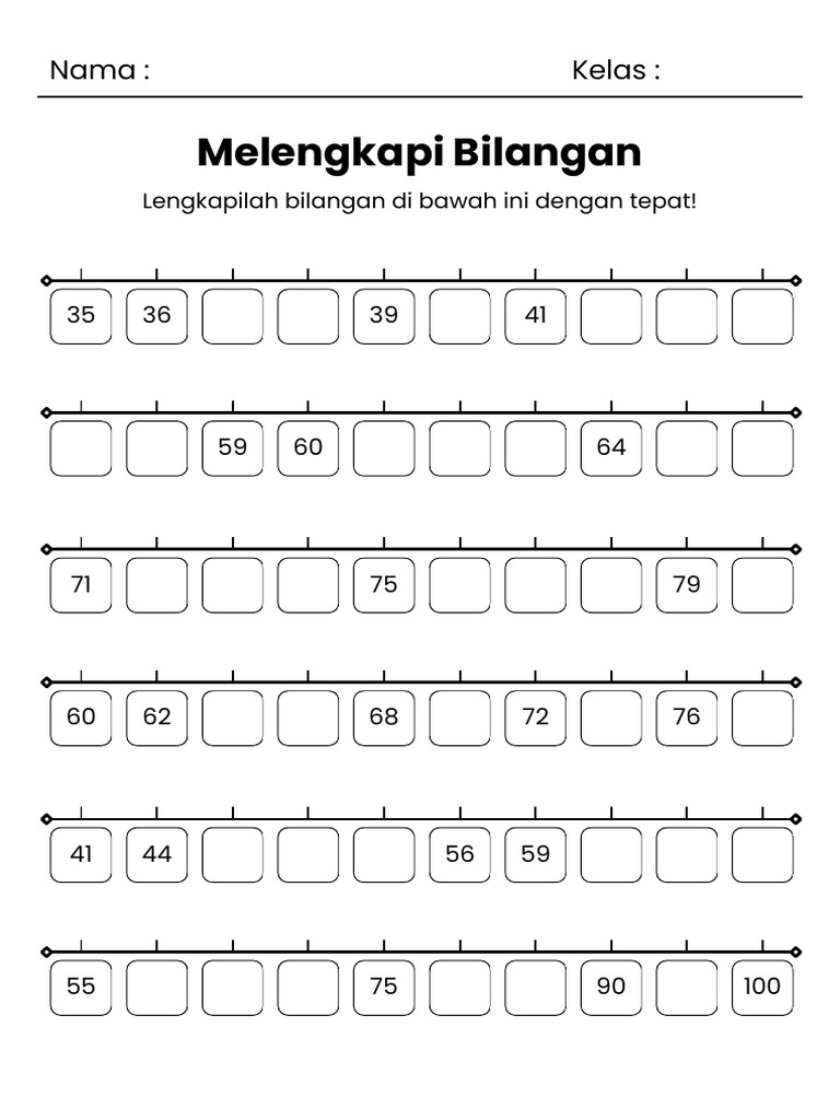 Melengkapi Bilangan Worksheet Hitam Dan Putih Gaya Ilustratif | PDF