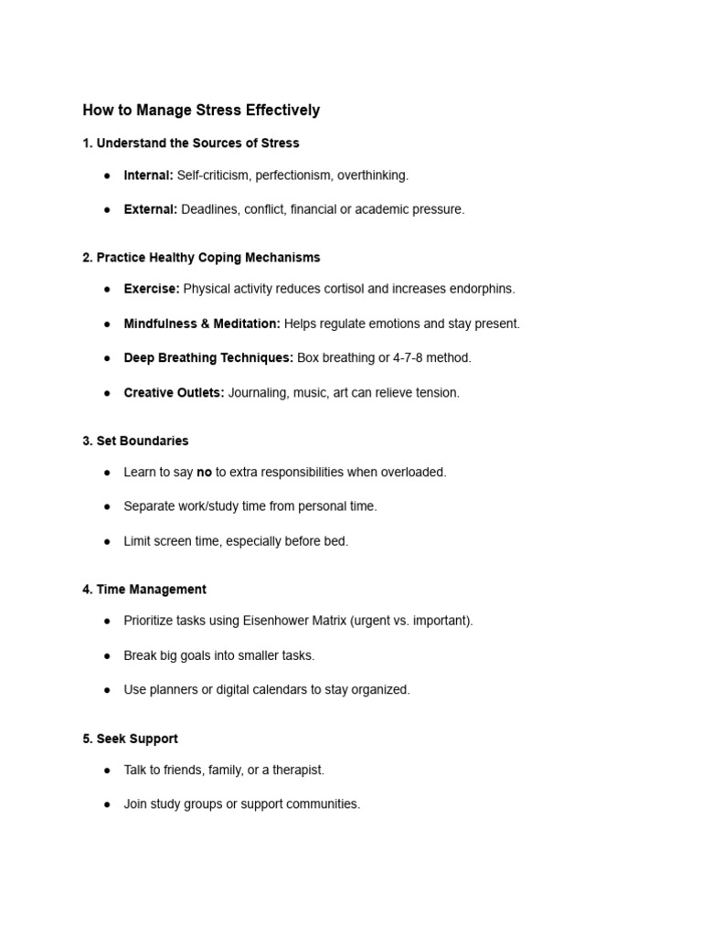 Stress Management Notes | PDF