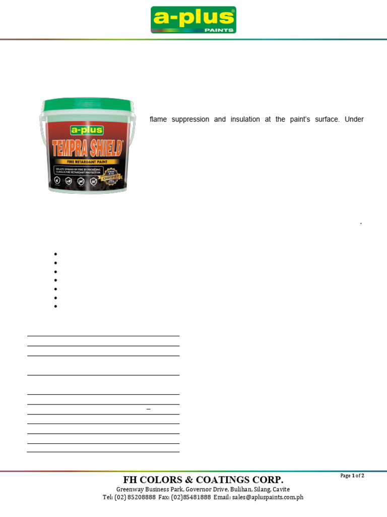 A-Plus Tempra Shield Paint Overview | PDF | Paint | Secondary Sector Of ...