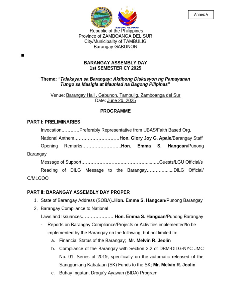 Annex A - Programme Template | PDF