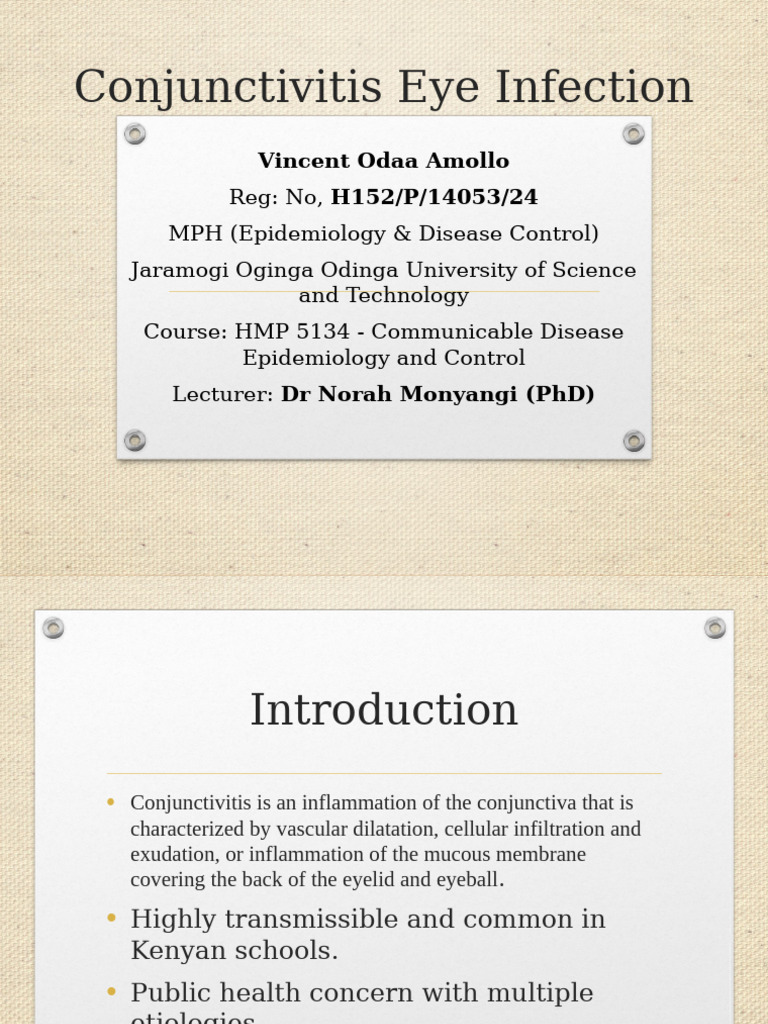 Conjunctivitis Kenya Presentation | PDF | Clinical Medicine | Microbiology