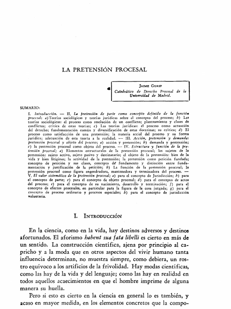 La Pretension Procesal - Jaime Guasp | PDF | Ley procesal | Conflicto ... La Pretension Procesal - Jaime Guasp | PDF | Ley procesal | Conflicto ...