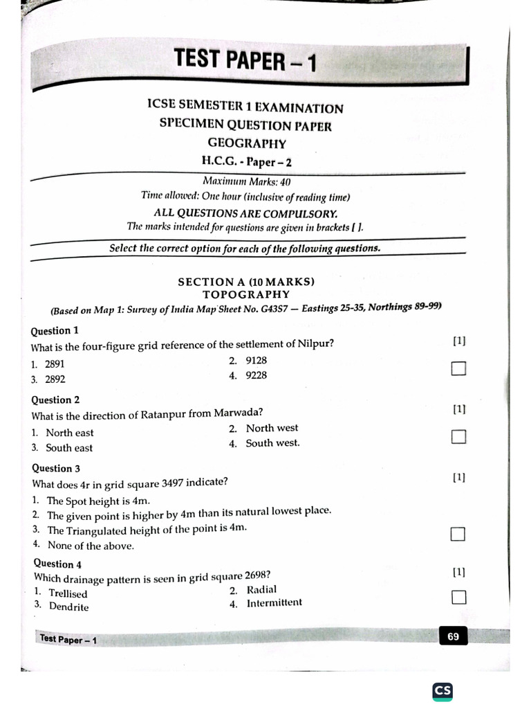Geography Test Paper 1 | PDF