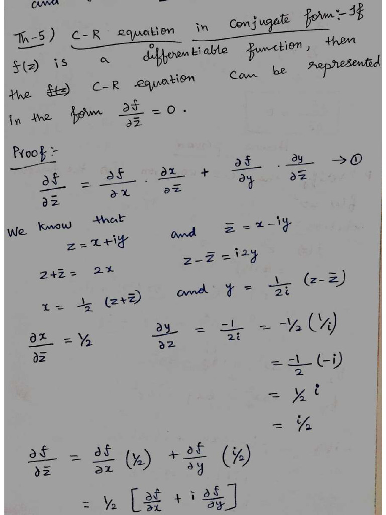 Conjugate Form of C-R Equation | PDF