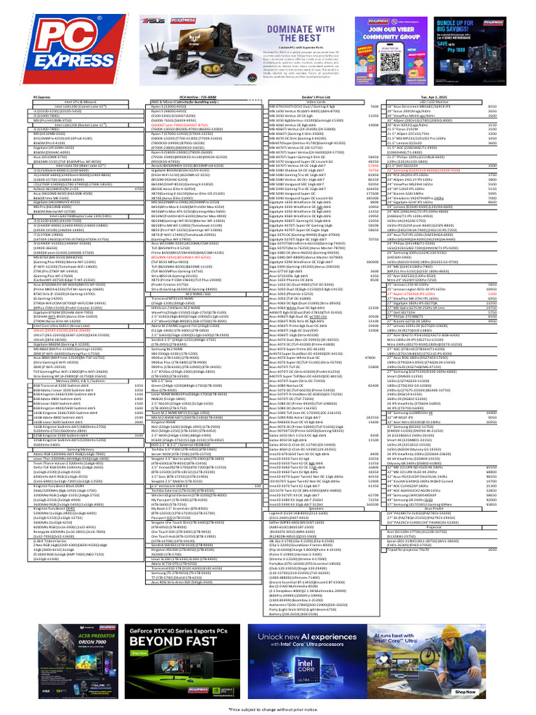 CPU and Motherboard Price List | PDF | Computer Hardware | Computer ...