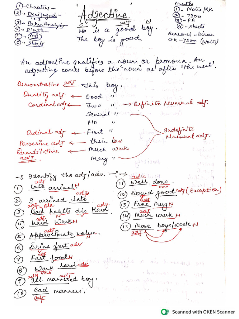 Adjectives Notes | PDF