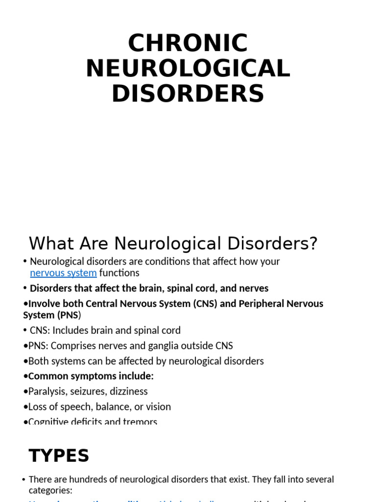 Understanding Chronic Neurological Disorders | PDF | Dementia | Stroke