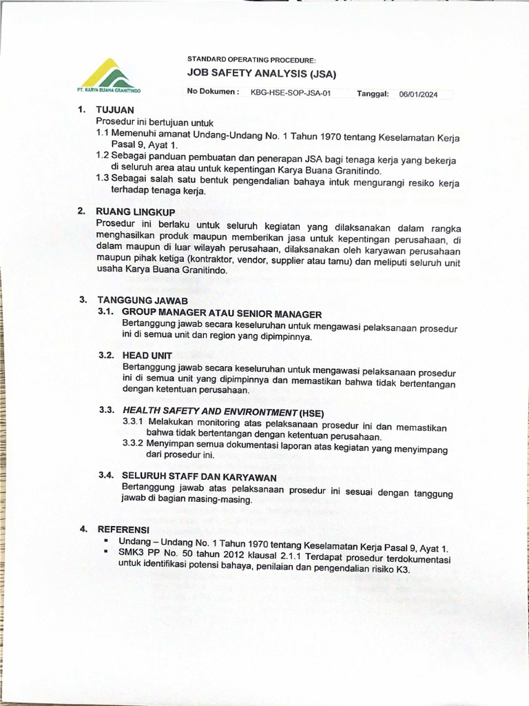 SOP - Job Safety Analysis (2) - Compressed | PDF
