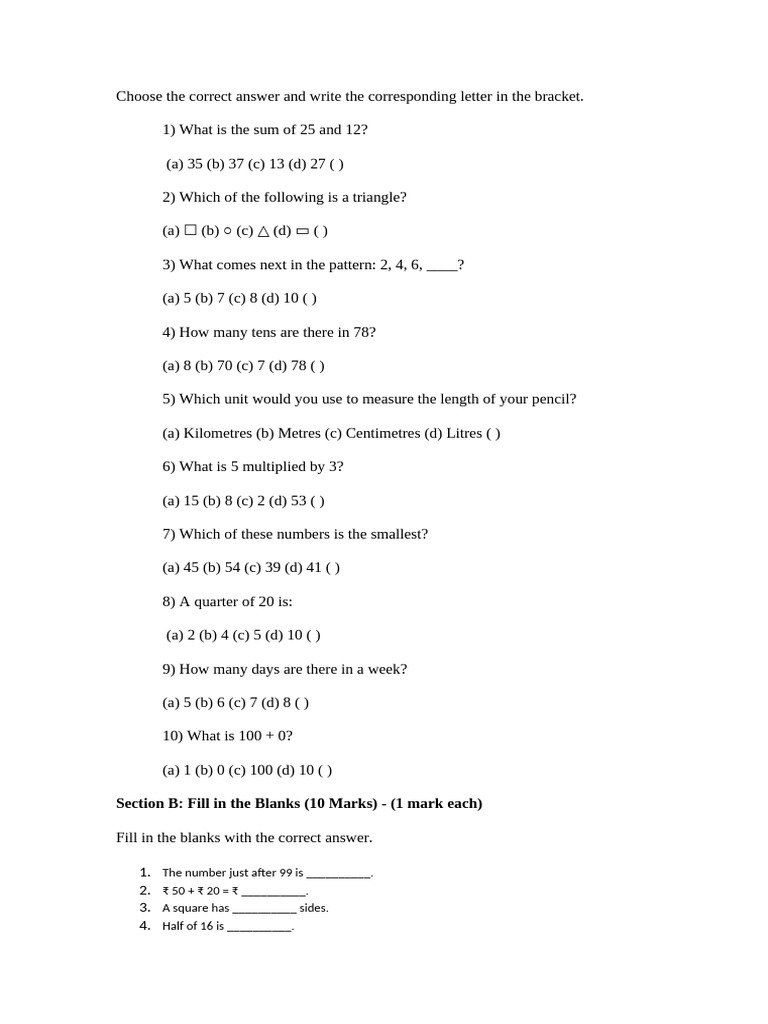 Choose The Correct Answer and Write The Correspond | PDF
