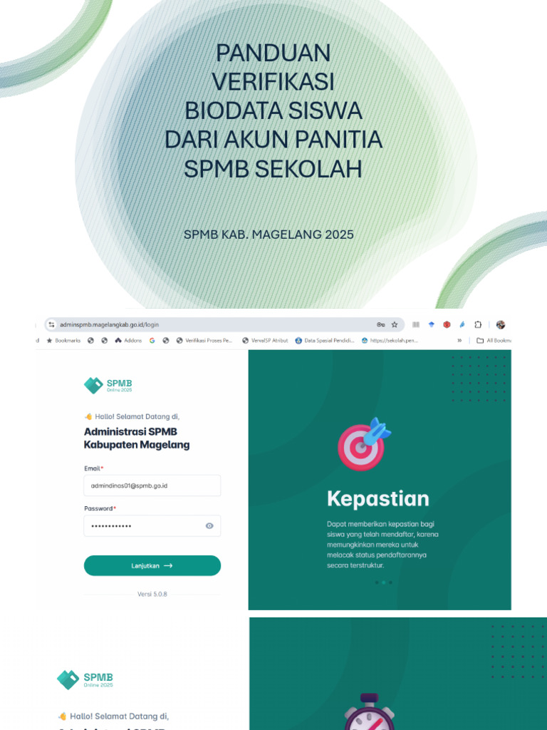 Panduan Verifikasi Biodata Siswa Dari Akun Panitia PPDB | PDF