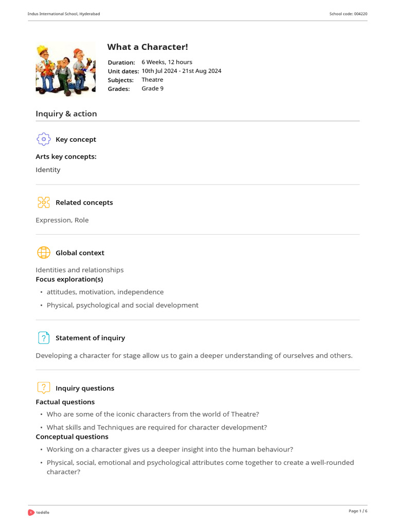 Character Development in Theatre Course | PDF | Service Learning ...