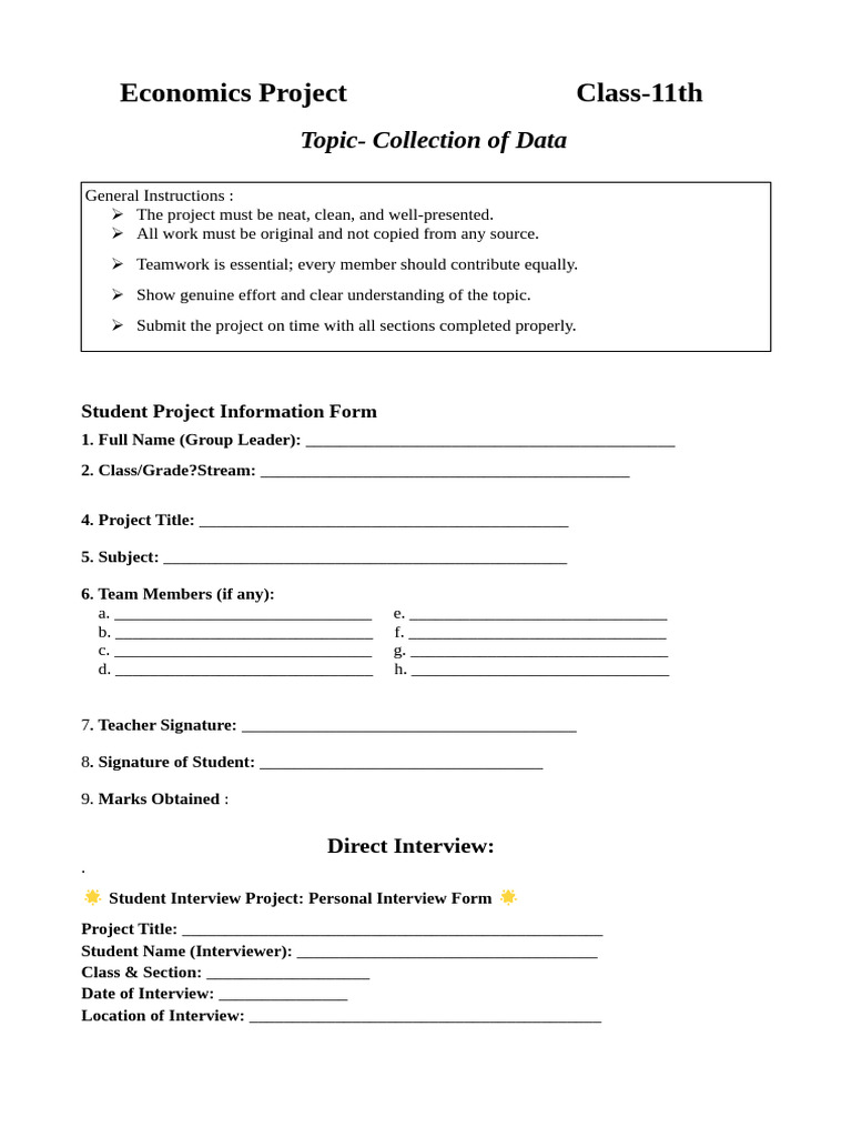 Economics Project Class-11th | PDF | Questionnaire | Multiple Choice