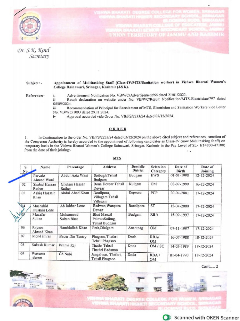 VBC Joining List | PDF