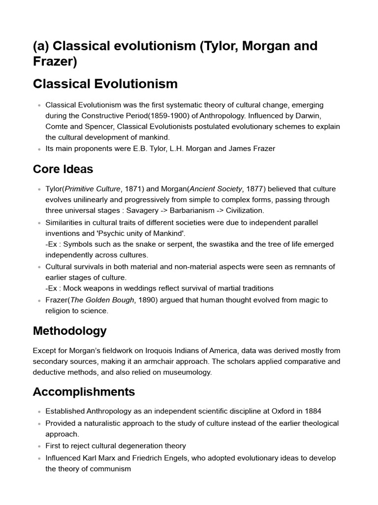 Classical Evolutionism in Anthropology | PDF | Liberal Arts Education ...