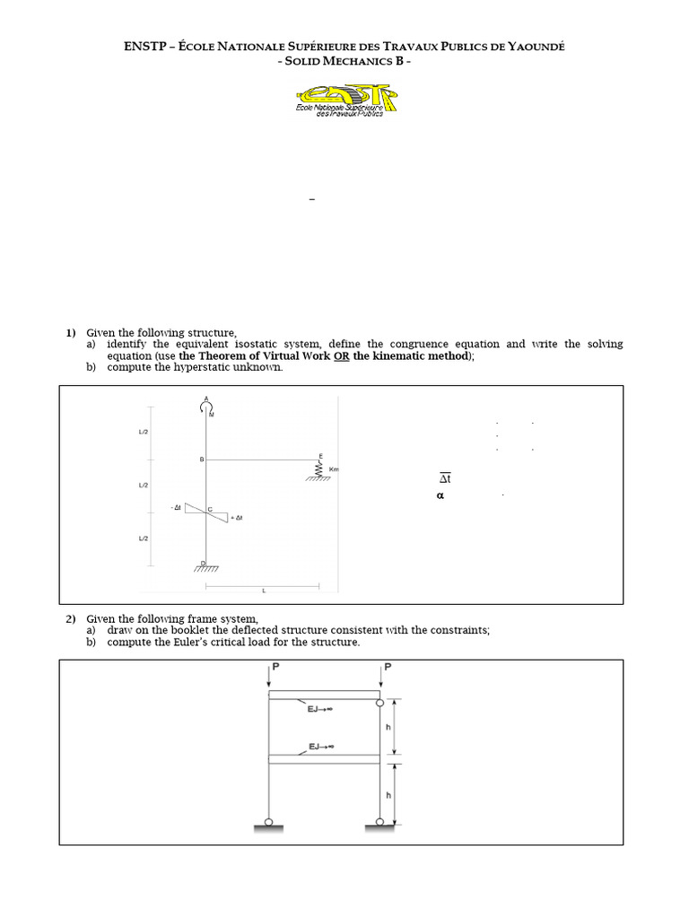 Solid Mechanics B Exam - ENSTP 2014 | PDF | Stress (Mechanics) | Beam ...