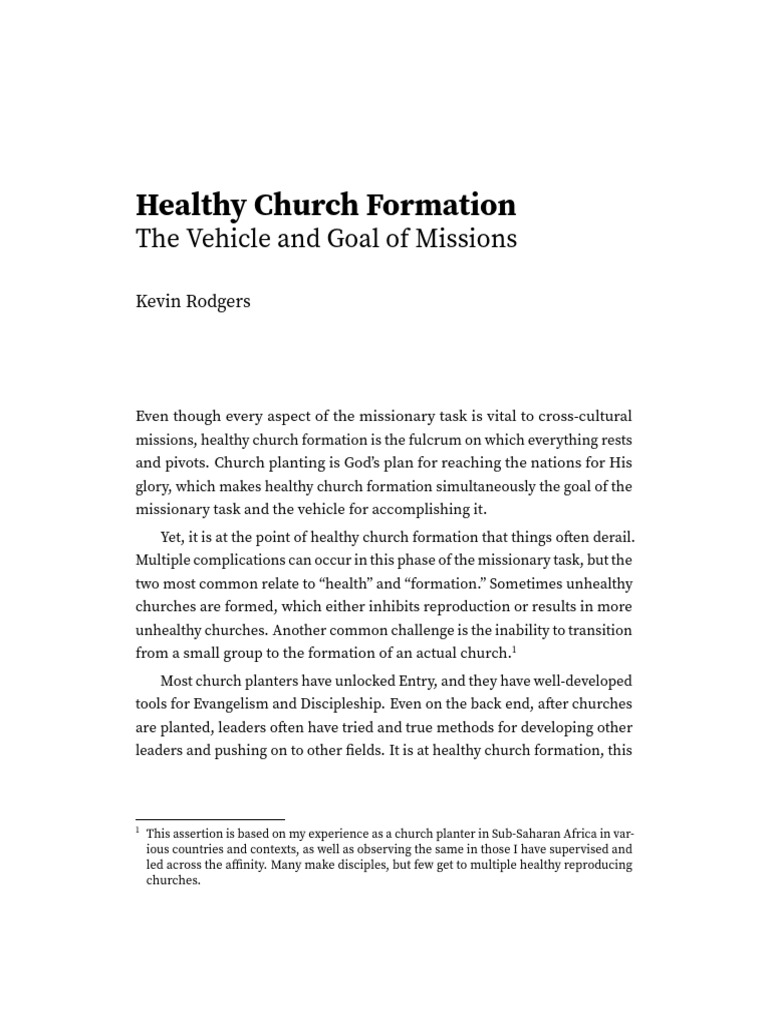 1 1 Healthy Church Formation | PDF | Church Planting | Christian Mission