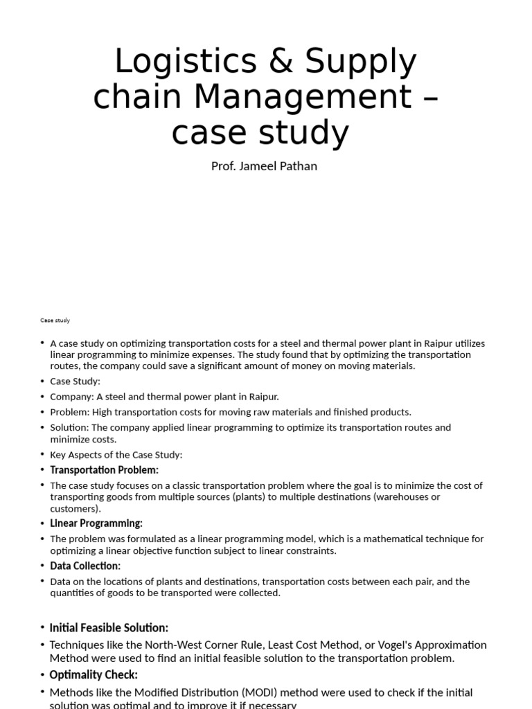 Logistics & Supply Chain Management - Case Study | PDF | Linear ...