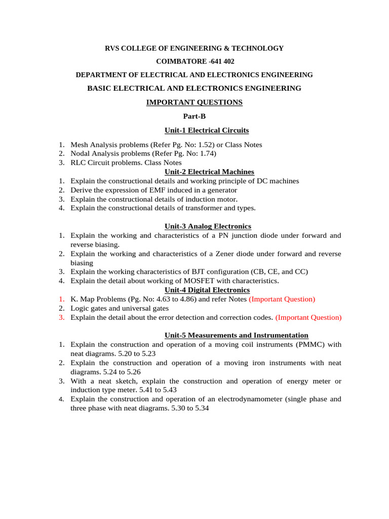 BEEE Important Question | PDF