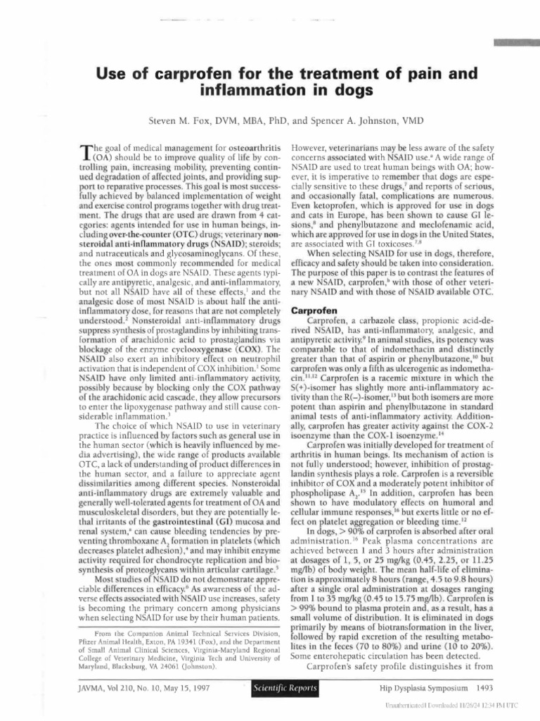 Carprofen: NSAID for Dog Pain Relief | PDF | Nonsteroidal Anti ...