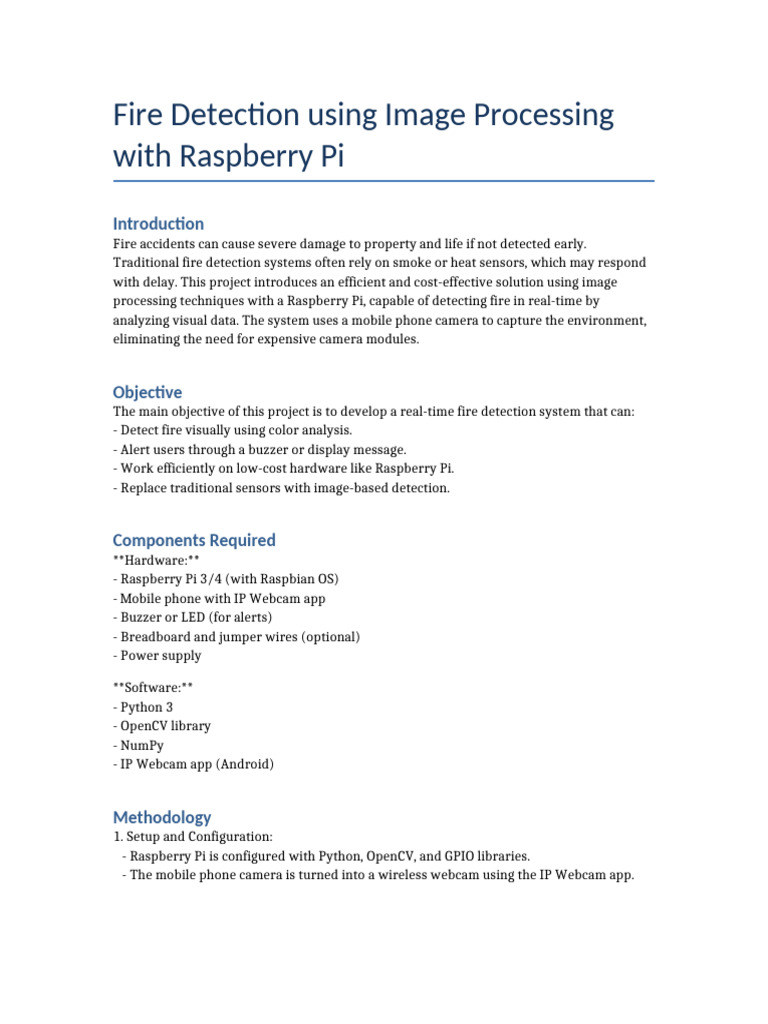 Real-Time Fire Detection with Raspberry Pi | PDF | Smartphone ...