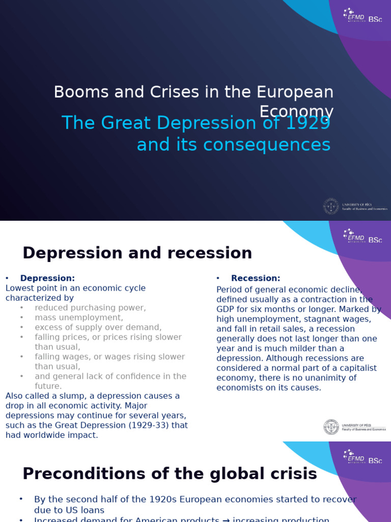 European Economic Crises Overview | PDF | Recession | Great Depression