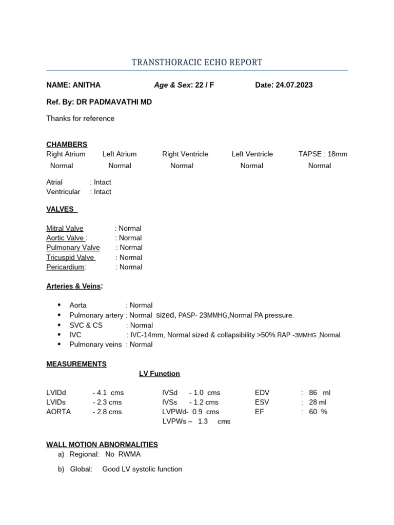 Echo Report 2d | PDF