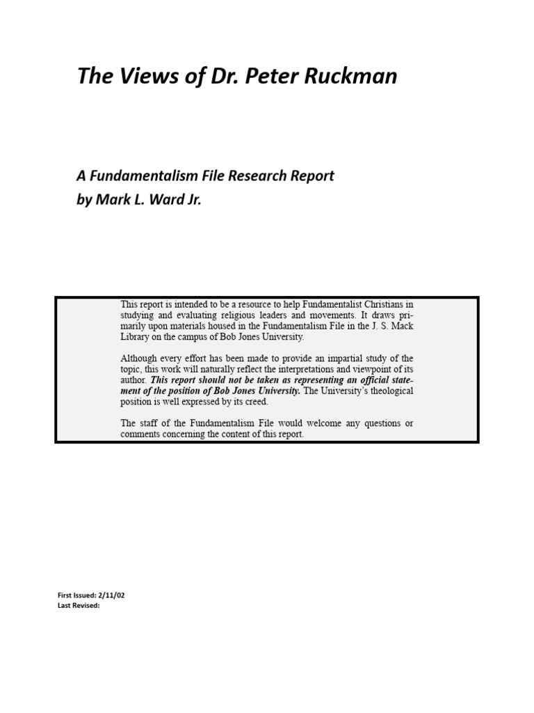 Dr. Peter Ruckman's Controversial Views | PDF | Bible | King James Version