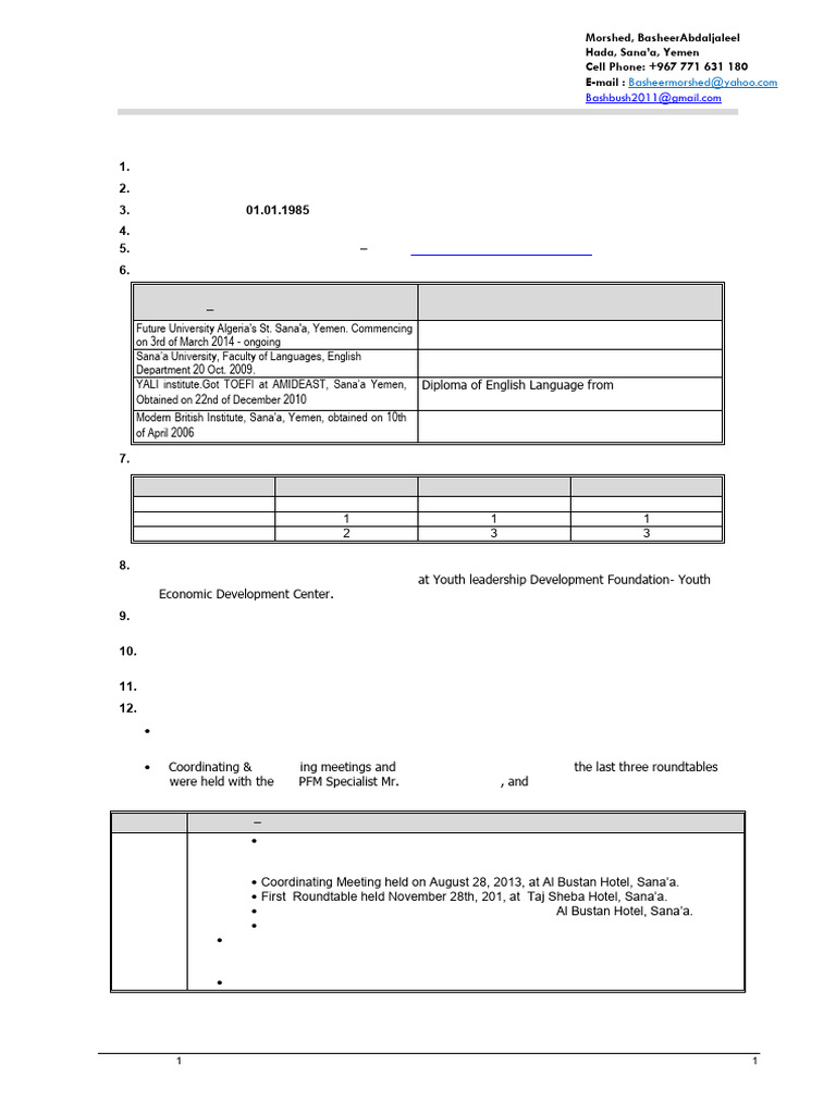 ATC CV Basheer Morshed-final-Adjusted 2016 | PDF | Yemen | World Politics