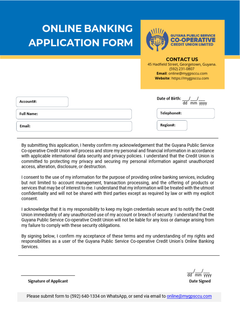 Form Online Banking Application | PDF | Online Banking | Banks & Banking