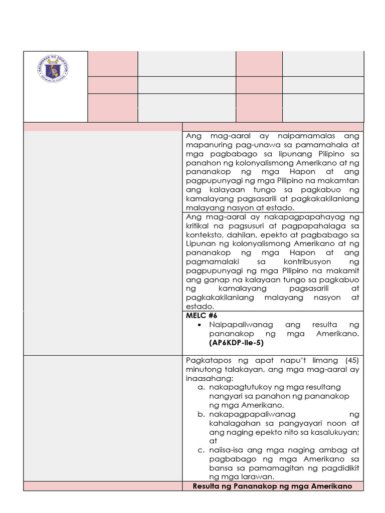 Sandigan Lesson Plan AP | PDF