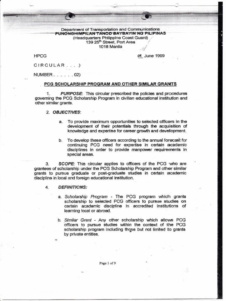 PCG Scholarship Program Guidelines | PDF