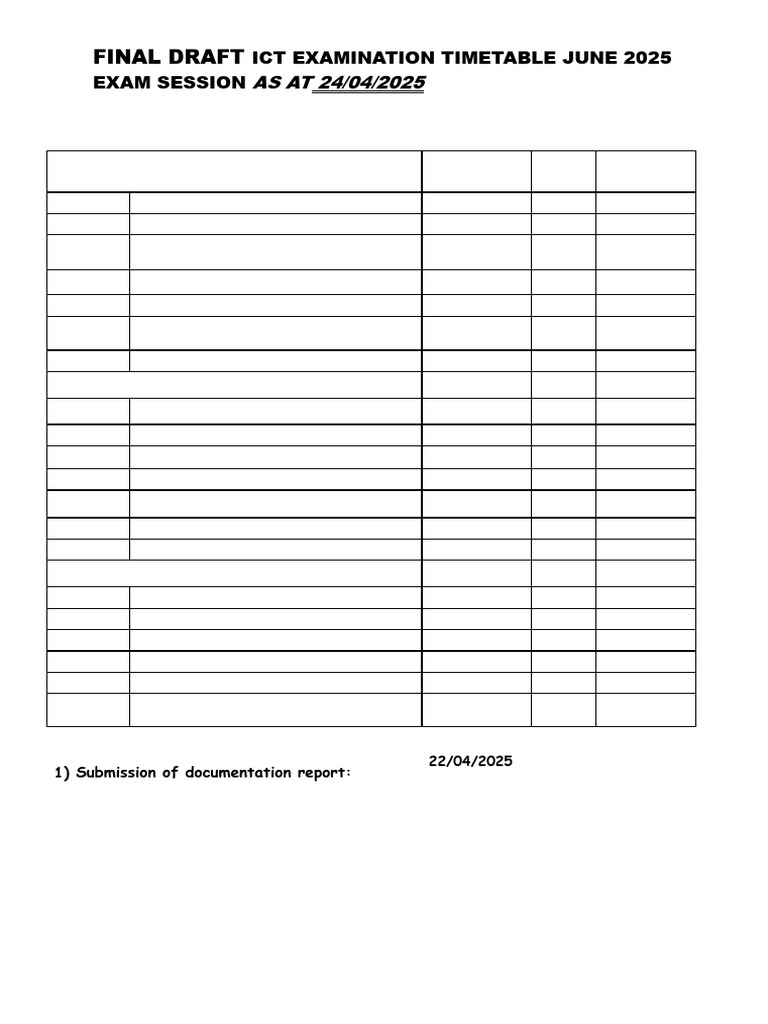 Final Draft Ict Diploma June 2025 Exam Timetable | PDF | Radio ...