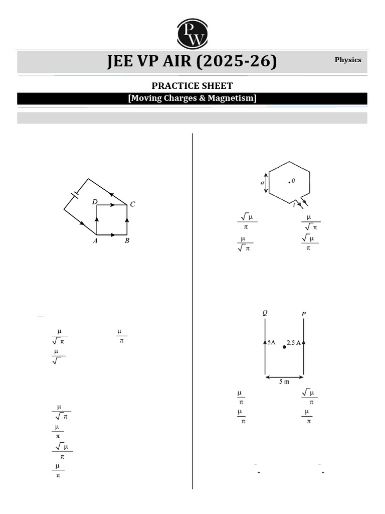 Moving Charges & Magnetism | PDF | Electromagnetic Induction | Magnetic ...