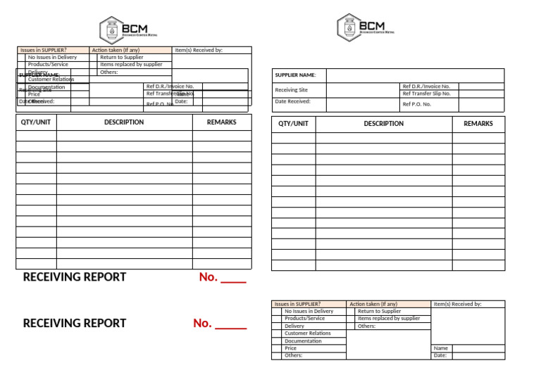 WHS Form-001 - Receiving Report | PDF | Business Documents
