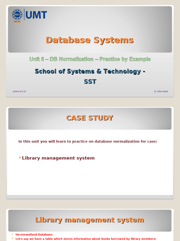 Lecture 9 - DB Normalization - Practice by Example | PDF | Data Management Software | Computing