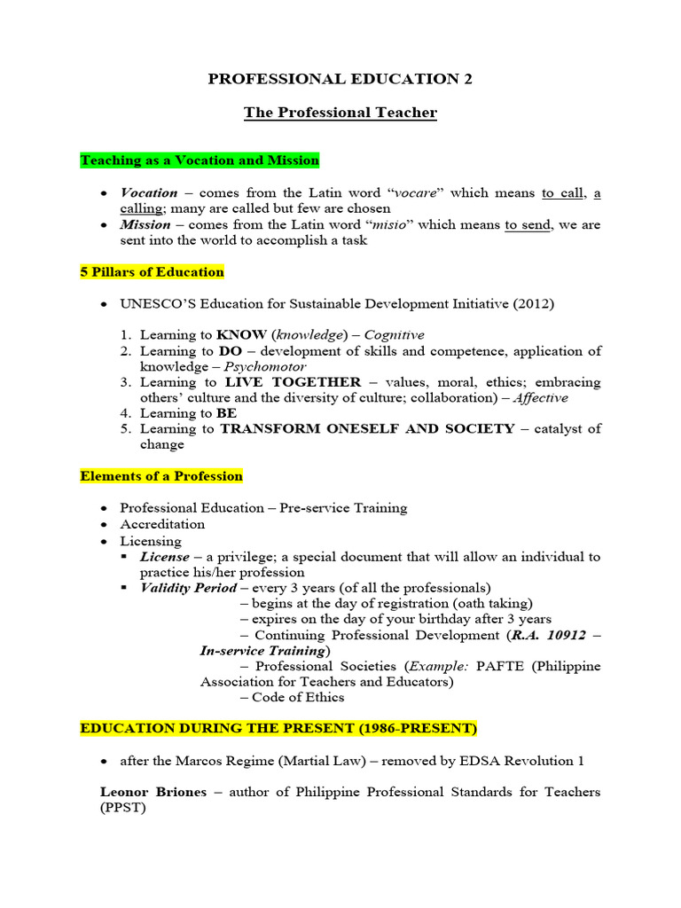 PED 2 - The Professional Teacher | PDF | Cost Of Living | Teachers